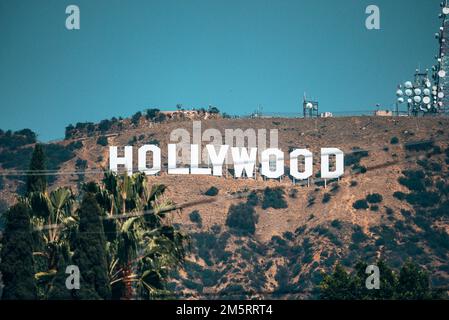 The communications tower with hills in the background at sunset Stock ...