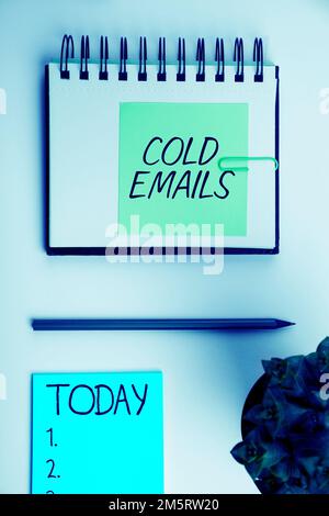 Text showing inspiration Cold Emails. Business showcase unsolicited ...