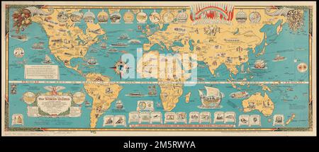 Peace map of the world united : a pictorial history of transportation ...