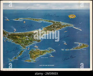 Cape Cod, Martha's Vineyard, and Nantucket Map, Massachusetts, USA ...