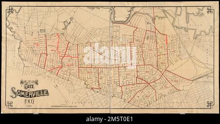 Map of the city of Somerville. Oriented with north towards the upper ...