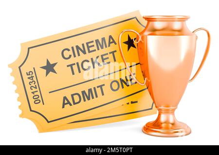 Cinema Award Concept. Golden Award Trophy Movie Slate Clapper Board on ...