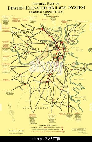 Central part of Boston Elevated Railway system showing connections ...