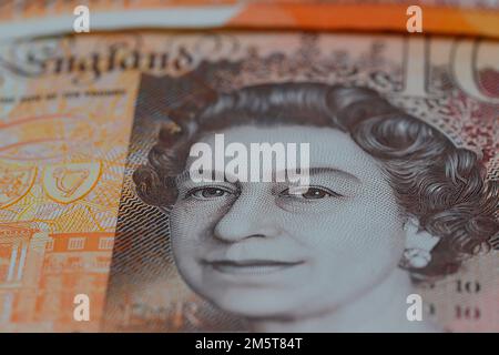 British polymer £10 banknotes issued by the Bank Of England Stock Photo ...