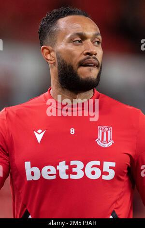 Lewis Baker #8 of Stoke City before the Sky Bet Championship match ...