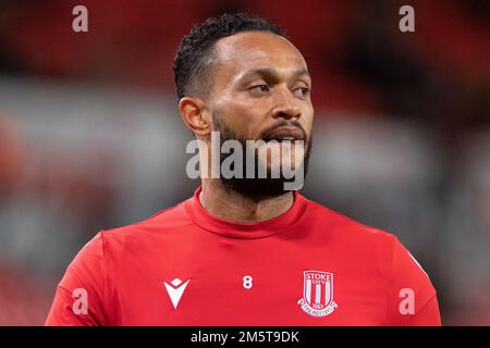 Lewis Baker #8 of Stoke City before the Sky Bet Championship match ...