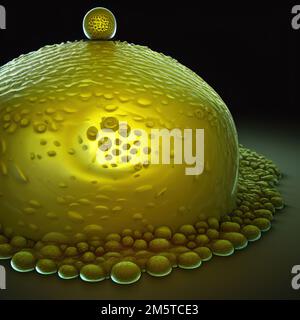 Abstract pathogenic virus cell, cancer cell under microscope, malignant ...