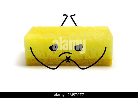 Real life doodle of yellow sponge chilling and swimming in a pool ...