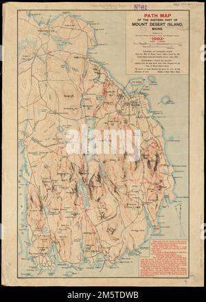 Path map of the eastern part of Mount Desert Island, Maine. Relief ...
