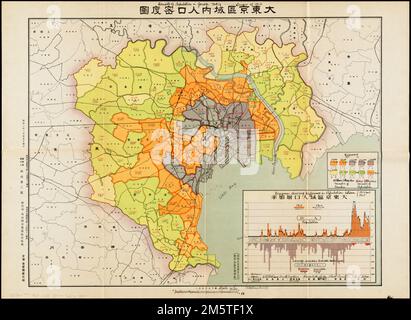 Density of population in greater Tokyo - census of 1926 , Tokyo Japan ...