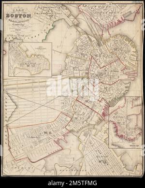 Plan of the city of Boston. Relief shown by hachures. Oriented with ...