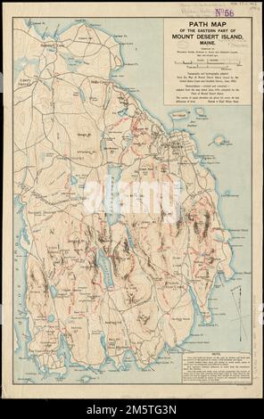 Path map of the eastern part of Mount Desert Island, Maine. Relief ...