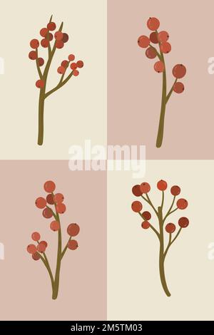 Red winterberry ornament collection vector Stock Vector Image & Art - Alamy