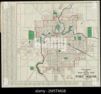 J.M.E. Riedel's new street number guide map of Fort Wayne , Railroads ...