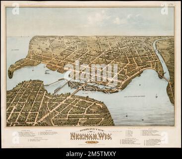 Bird's eye view of Neenah, Wis : 1879 , Neenah Wis., Aerial views ...