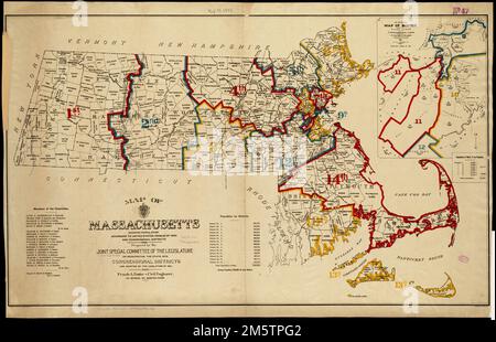 Outline map of Massachusetts showing population according to the United ...