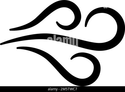 Hand drawn wind air flow icon. Free breath symbol. Fresh air flow sign ...