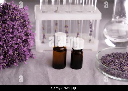 Scientific experiment on flowers lavender in test tubes Stock Photo - Alamy