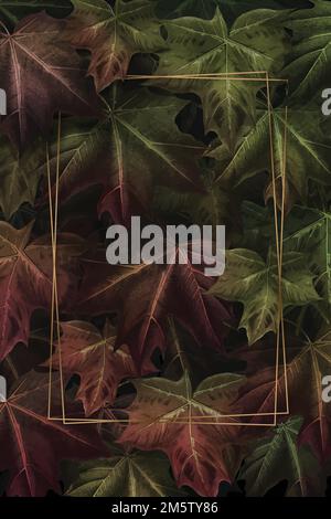Rectangle gold frame with metallic leaf pattern silky background vector ...