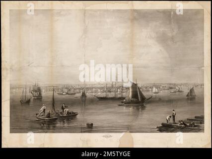 Bird's Eye View of Boston 1850 Stock Photo - Alamy