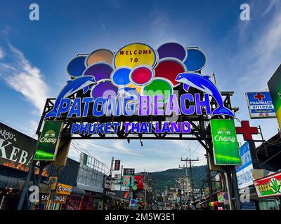 Bangla Road walking street by night in Patong. It is famous for its ...