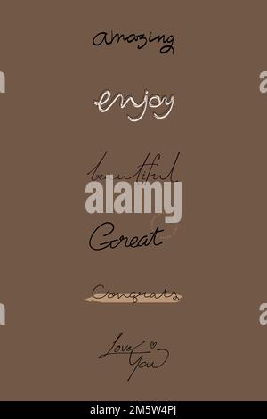 Motivational words in minimal handwritten typography vector Stock ...