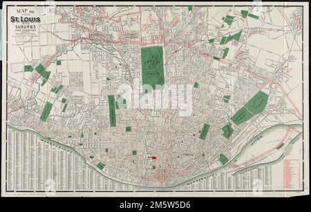 Map of city of St. Louis and suburbs , Street-railroads, Missouri ...