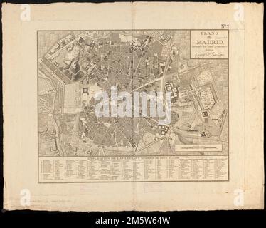 Plano de Madrid. Relief shown by hachures. Inset: Cercanias de Madrid ...