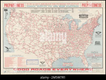 National highways map of the United States showing principal ...