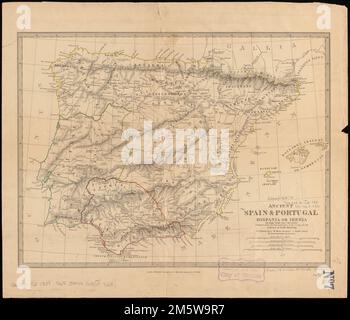 Spain and Portugal. Relief shown by hachures. Inset: Environs of Madrid ...