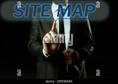 Writing displaying text Site Map. Business showcase designed to help ...