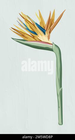 Vectorized bird of paradise sticker overlay with a white border design ...