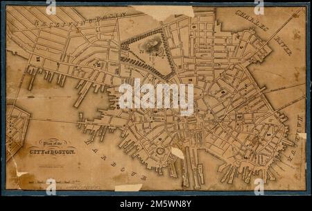 Plan of the city of Boston. Relief shown by hachures. Oriented with ...