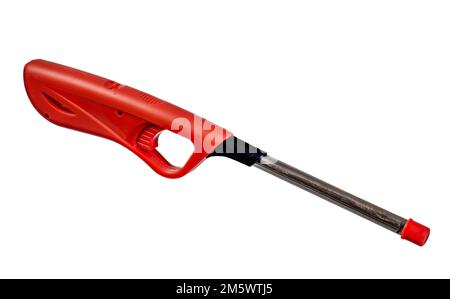 Closeup of an isolated long gas lighter with a protective cap Stock ...