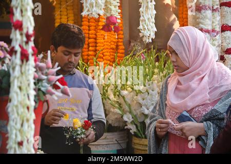 Dhaka, Bangladesh - December 31, 2022: Many people come at Shahbagh in ...