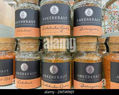 Viersen, Germany - December 9. 2022: Closeup of two rows many afer ...