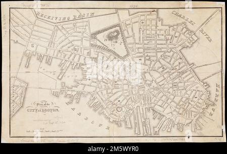 Plan of the city of Boston. Relief shown by hachures. Oriented with ...