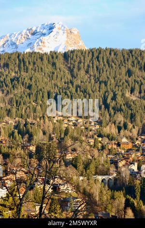 Villars sur Ollon without snow during end of December 2022. The white ...