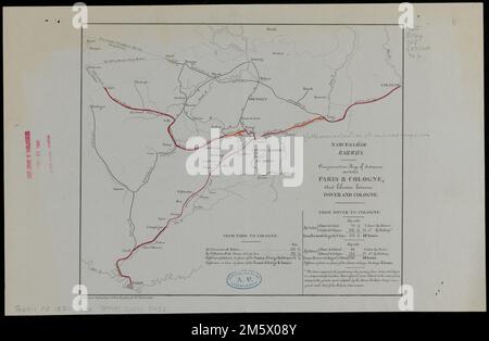 Comparative map of distances between Paris & Cologne, and likewise ...