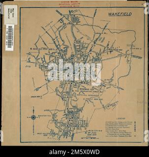 Wakefield, Massachusetts. Map depicts entire town of Wakefield in 1953 ...