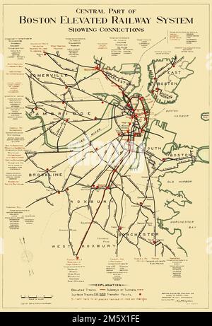 Central part of Boston Elevated Railway system showing connections ...
