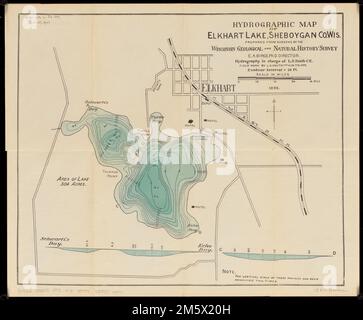 Hydrographic map of Elkhart Lake, Sheboygan Co. Wis. , Hydrology ...