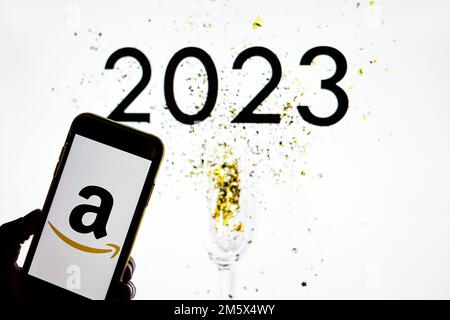 Poland. 31st Dec, 2022. In this photo illustration a Whatsapp logo seen ...