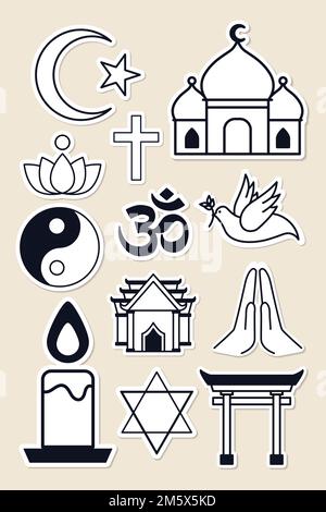 Mixed religious symbols sticker set vector Stock Vector Image & Art - Alamy