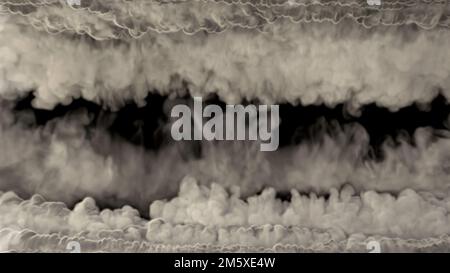Top - bottom screen frame of thick blue smoke and fire, isolated ...