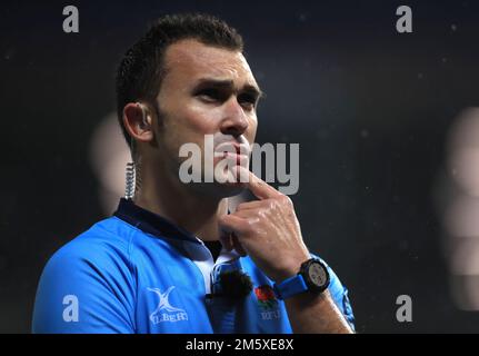 Referee Adam Leal during the Gallagher Premiership match at Mattioli ...