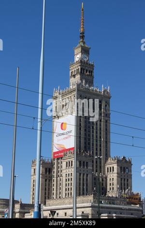 Notable high-rise building Palace of Culture and Science covered in fog ...