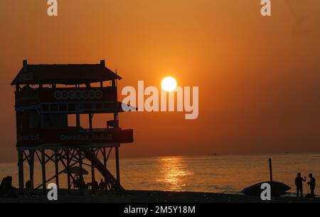 Gaza, Palestine. 31st Dec, 2022. Palestinians light a torch during the ...