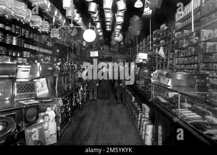 A turn of the 20th century hardware store in the US Midwest, ca. 1900 ...