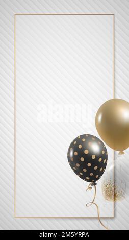 Golden rectangular balloons frame design vector Stock Vector Image ...